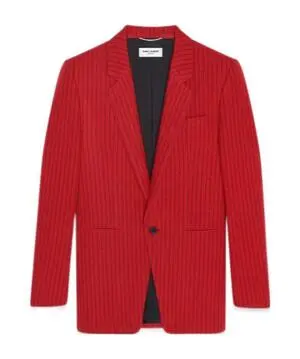Saint Laurent Pinstripe-pattern Single-breasted Blazer - Red