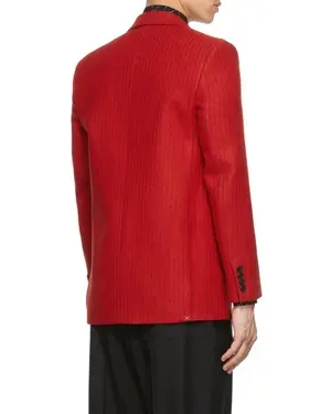 Saint Laurent Pinstripe-pattern Single-breasted Blazer - Red