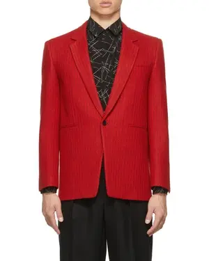 Saint Laurent Pinstripe-pattern Single-breasted Blazer - Red