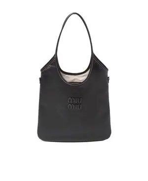 Miu Miu Ivy Logo-lettering Tote Bag - Black