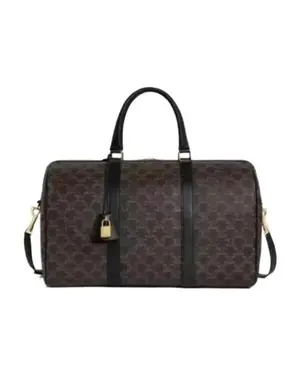 Celine Triomphe Canvas And Calfskin Travel Bag - Black