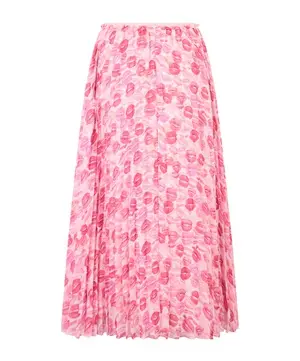 Red Valentino Printed Pleated Midi Skirt