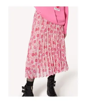 Red Valentino Printed Pleated Midi Skirt