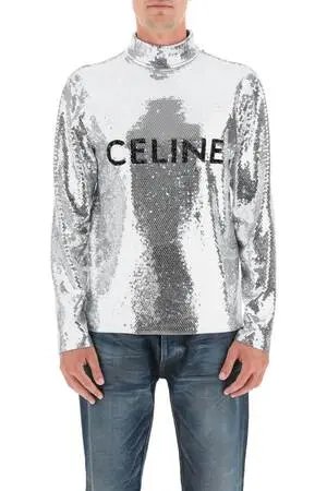 Celine Sequin Embroidered Turtleneck Top