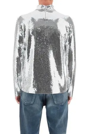 Celine Sequin Embroidered Turtleneck Top