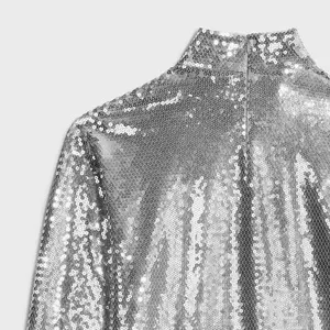 Celine Sequin Embroidered Turtleneck Top