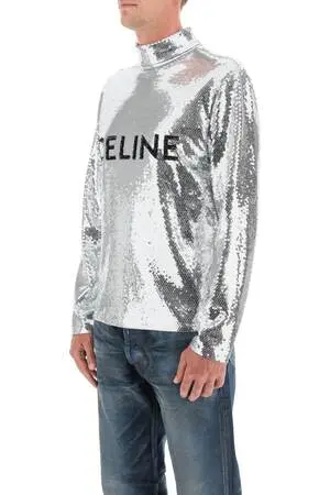 Celine Sequin Embroidered Turtleneck Top