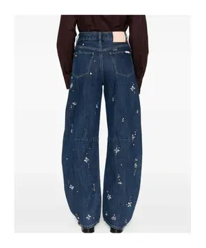 SELF-PORTRAIT Embellished Barrel Leg Jeans