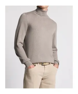 FAY Turtleneck Knitwear With Logo Label - Brown