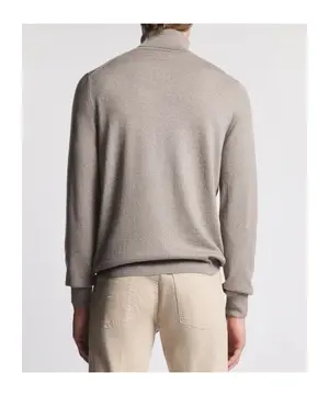 FAY Turtleneck Knitwear With Logo Label - Brown