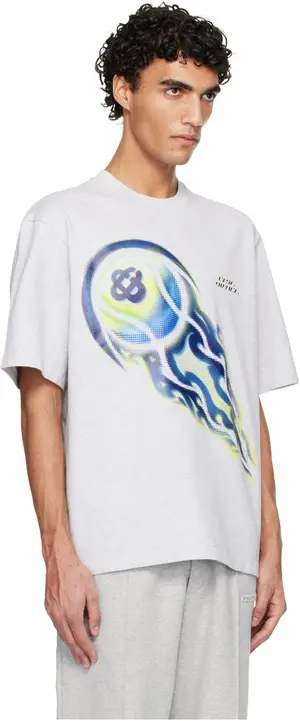 Casablanca Flaming Tennis Ball Oversized Crewneck T-shirt - Grey