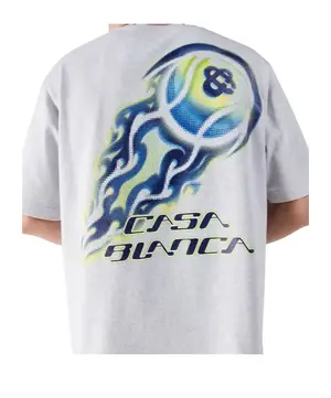 Casablanca Flaming Tennis Ball Oversized Crewneck T-shirt - Grey