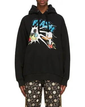 Gucci X Disney Donald Duck Printed Hoodie - Black