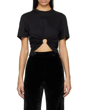 Rabanne Ring Detail Cropped T-shirt - Black