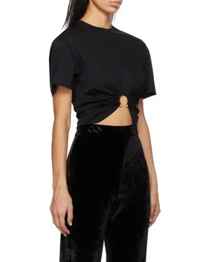 Rabanne Ring Detail Cropped T-shirt - Black