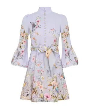 Zimmermann Zimmermann Rebellion Button Mini Dress Blue Aviary