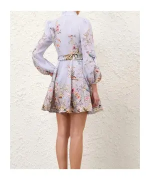 Zimmermann Rebellion Button Mini Dress - Blue Aviary