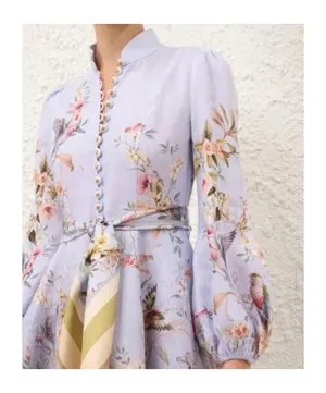 Zimmermann Rebellion Button Mini Dress - Blue Aviary