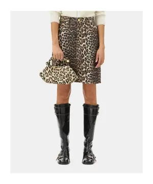GANNI Print Denim Mini Skirt