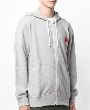 Play Comme Des Garcon Zip-up Heart Logo Hoodie