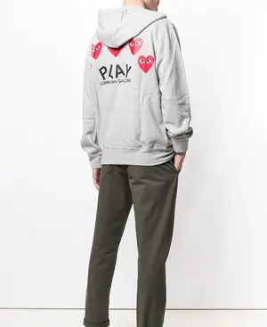 Play Comme Des Garcon Zip-up Heart Logo Hoodie