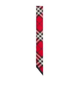 Burberry Check Pattern Silk Scarf - Red