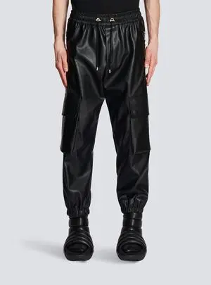 Balmain Faux Leather Cargo Trousers
