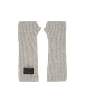 MAISON MARGIELA Ribbed Knit Fingerless Gloves With Drawstring Logo Patch - Gray