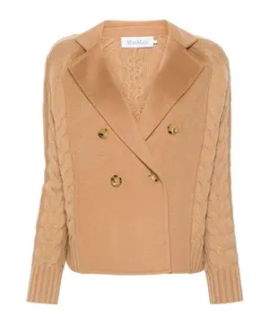 Max Mara Micio Double-breasted Cable-knit Cardigan - Camel