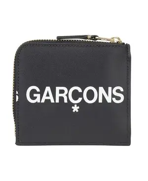 Comme Des Garçons Comme Des Garons Wallet Logo Printed Zipped Wallet - Black