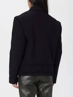Balmain Double Breasted Long Sleeved Coat - Black
