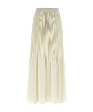 TWINSET Pleated Maxi Skirt With Logo Waistband