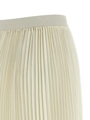 TWINSET Pleated Maxi Skirt With Logo Waistband