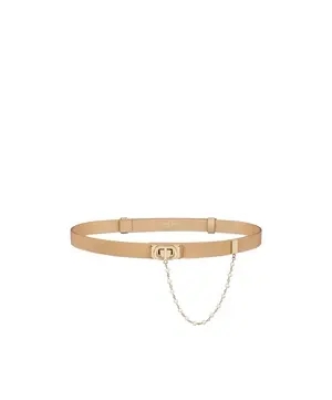 Dior Caro Belt With White Resin Bead Chain - Biscuit Color