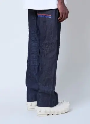 WALTER VAN BEIRENDONCK Embossed Straight-leg Jeans