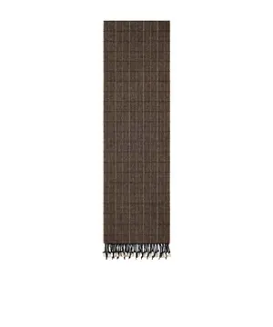 Celine Scarf In Checked Cashmere - Camel/brown