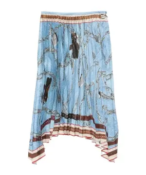 Acne Studios Pleated Midi Skirt With All-over Print - Blue