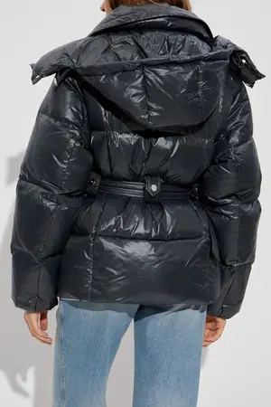 GANNI Hooded Puffer Jacket With Logo Detail