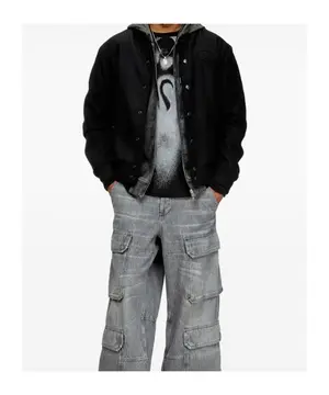 DIESEL® Embroidered Logo Bomber Jacket - Black