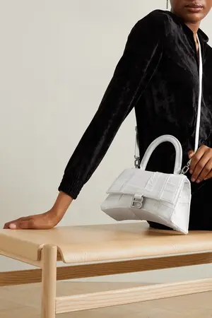 Balenciaga Mini Hourglass Bag With Logo Plaque