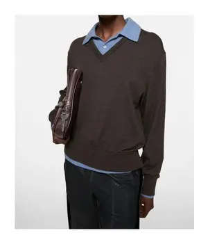 Acne Studios Layered Knit Jumper With Polo Collar