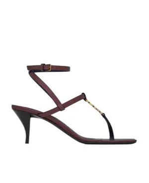 Saint Laurent Cassandra Sandals In Smooth Leather - Brown