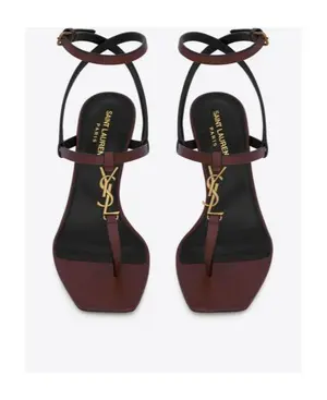 Saint Laurent Cassandra Sandals In Smooth Leather - Brown