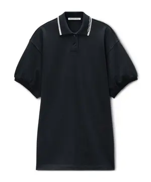 Alexander Wang Short-sleeved Polo Mini Dress With Blouson Sleeves - Black