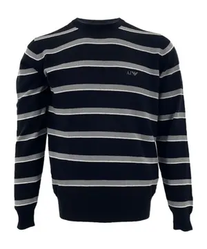 Emporio Armani Striped Long Sleeve Sweater - Black