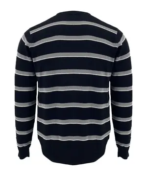 Emporio Armani Striped Long Sleeve Sweater - Black