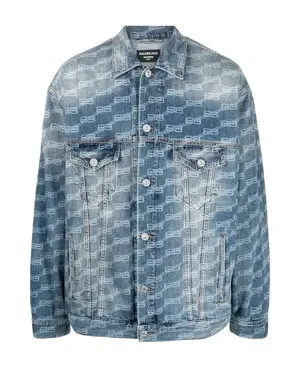 Balenciaga Bb Monogram Denim Jacket - Blue