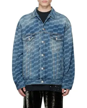 Balenciaga Bb Monogram Denim Jacket - Blue