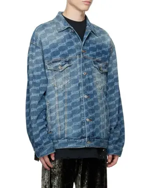 Balenciaga Bb Monogram Denim Jacket - Blue