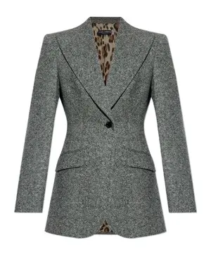 Dolce & Gabbana Single-button Tweed Blazer - Grey